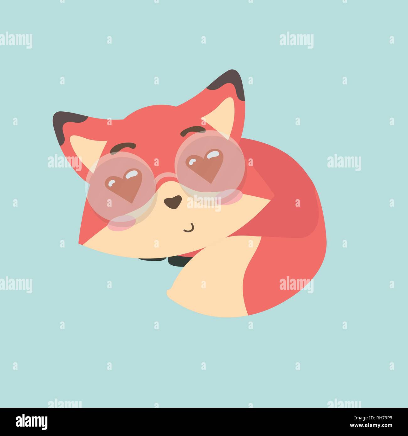 Cute fox cartoon on pastel background Stock Vector Image & Art - Alamy
