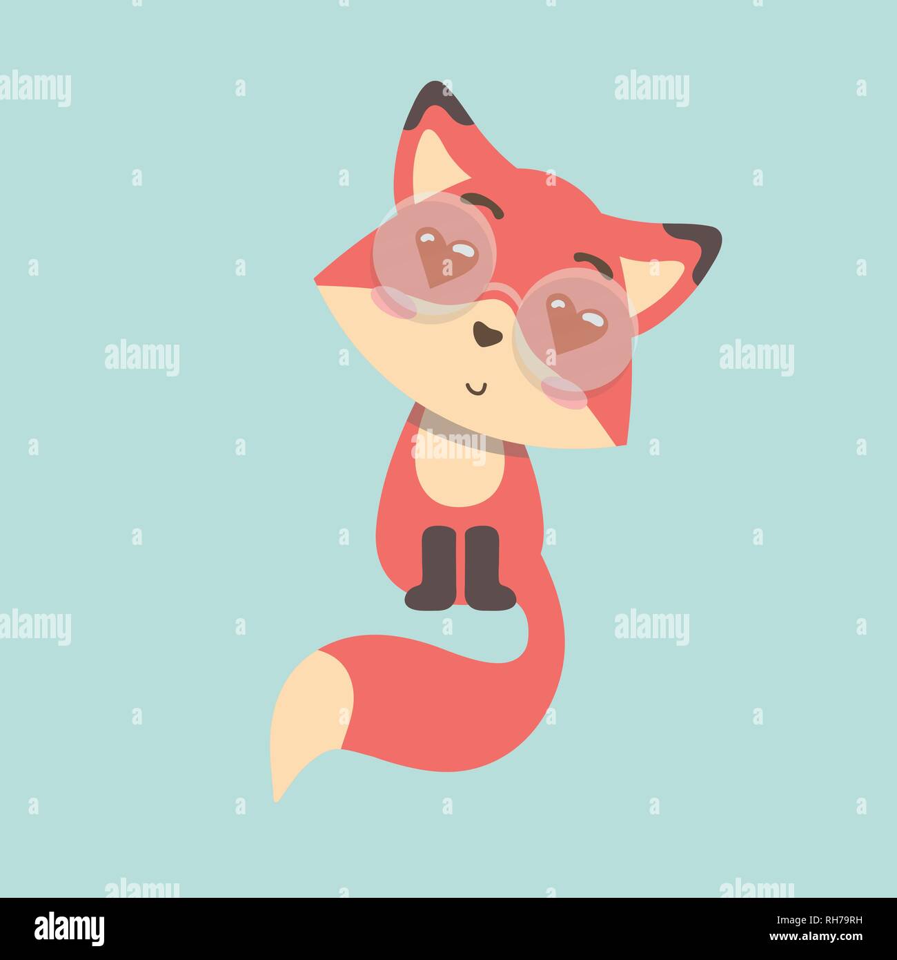 Cute fox cartoon on pastel background Stock Vector Image & Art - Alamy