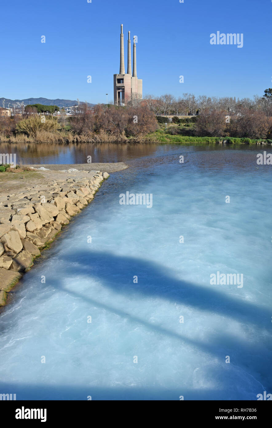 Mouth to the sea of the rio besos in barcelona hi-res stock photography ...