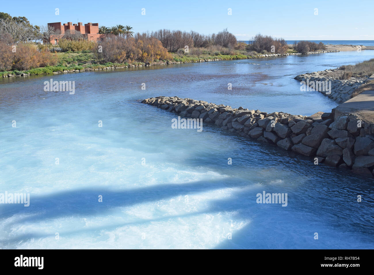 Mouth to the sea of the rio besos in barcelona hi-res stock photography ...