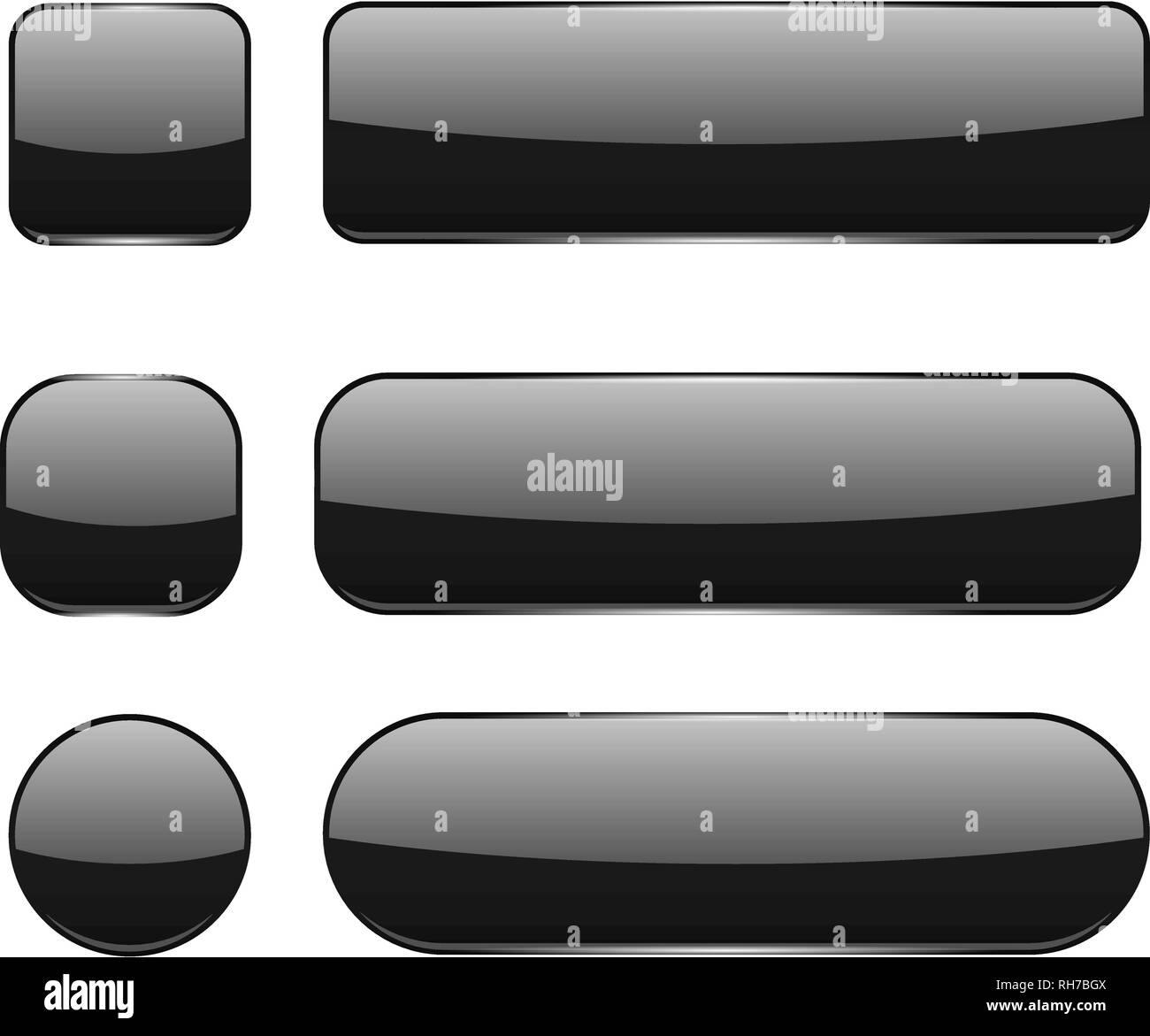 Set rectangle oval round Black and White Stock Photos & Images - Alamy