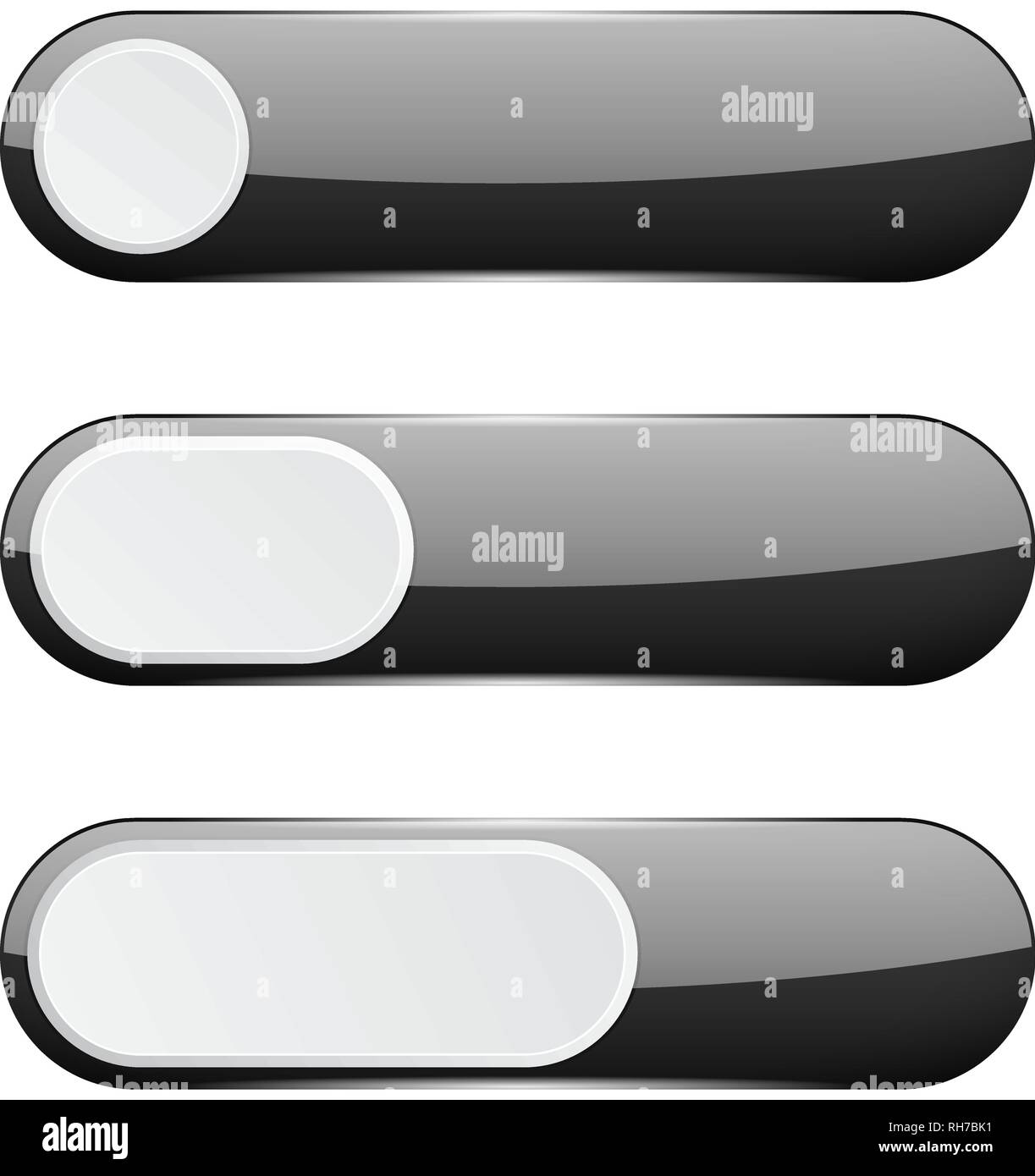 Black menu buttons. Web 3d icons Stock Vector Image & Art - Alamy