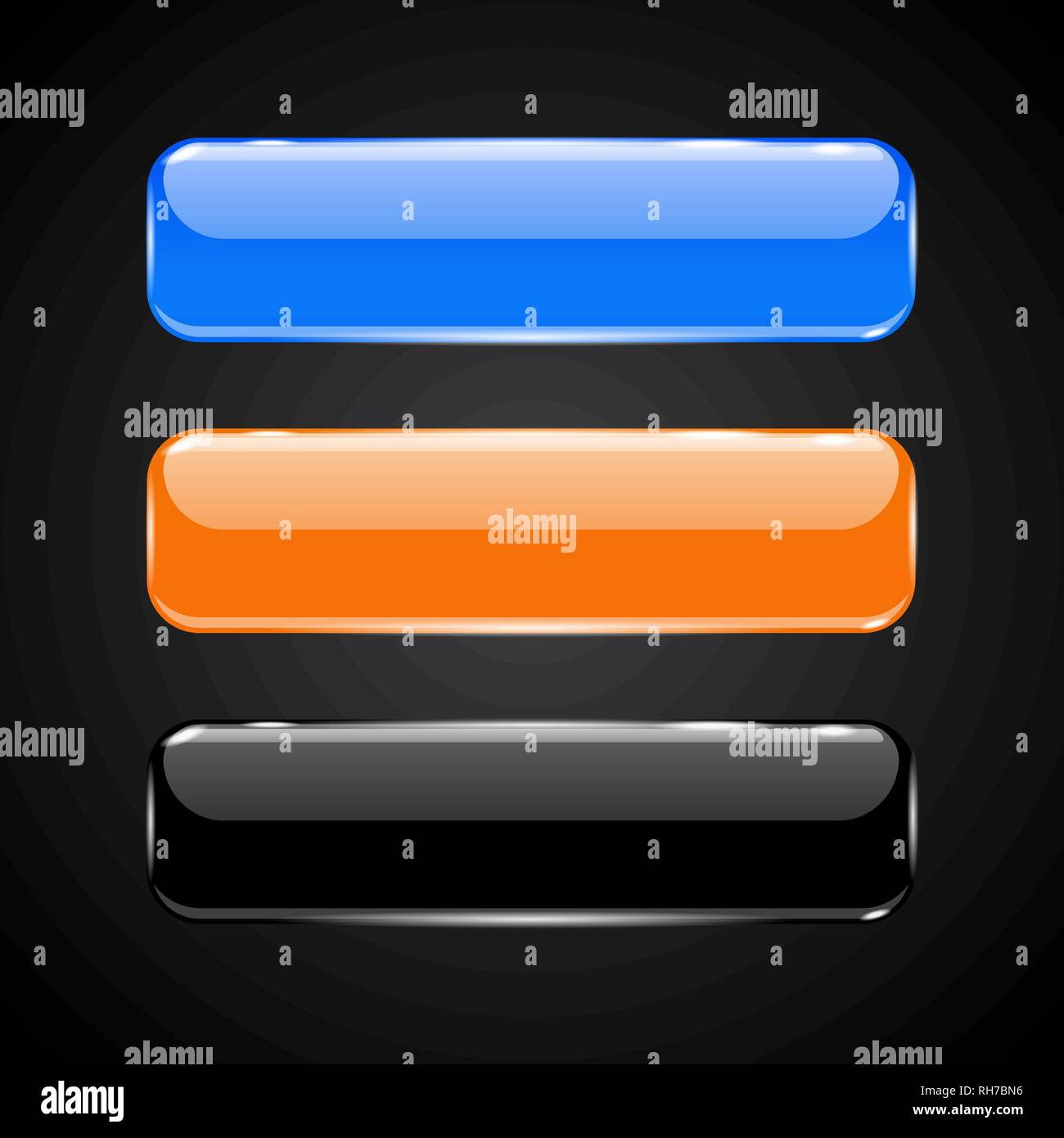 3d glass buttons. Blue, black and orange icons Stock Vector Image & Art ...