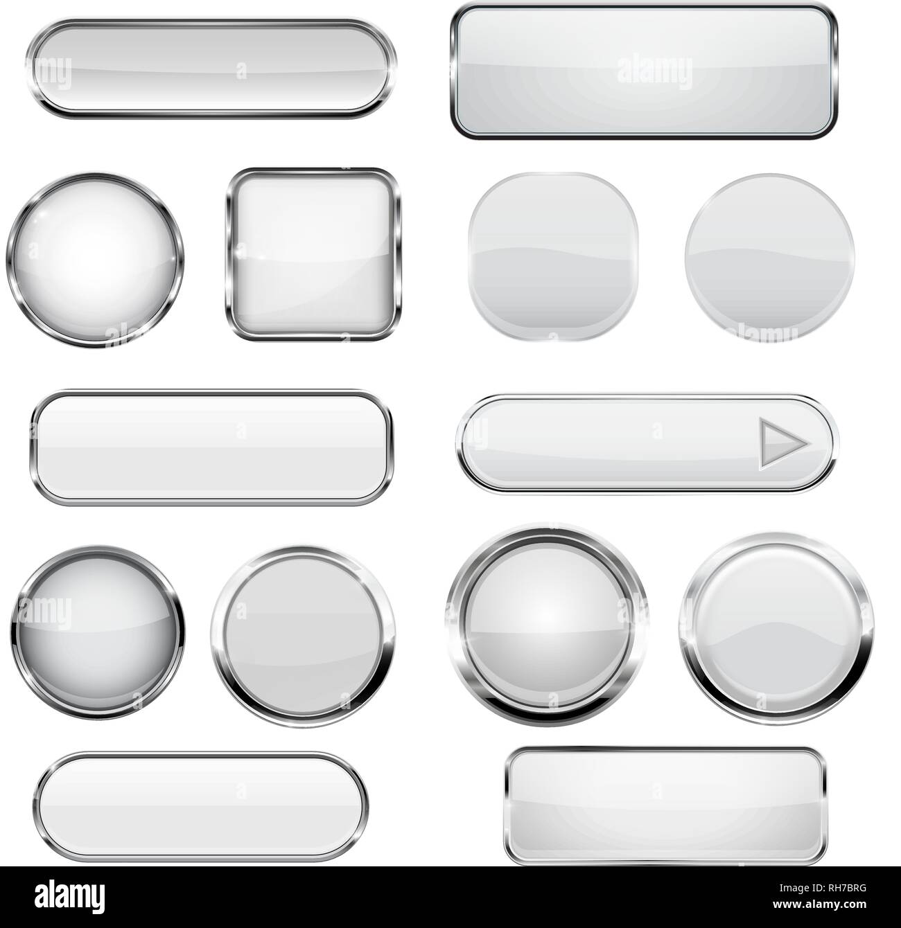 Collection of 3d buttons. White glass and plastic buttons Stock Vector ...
