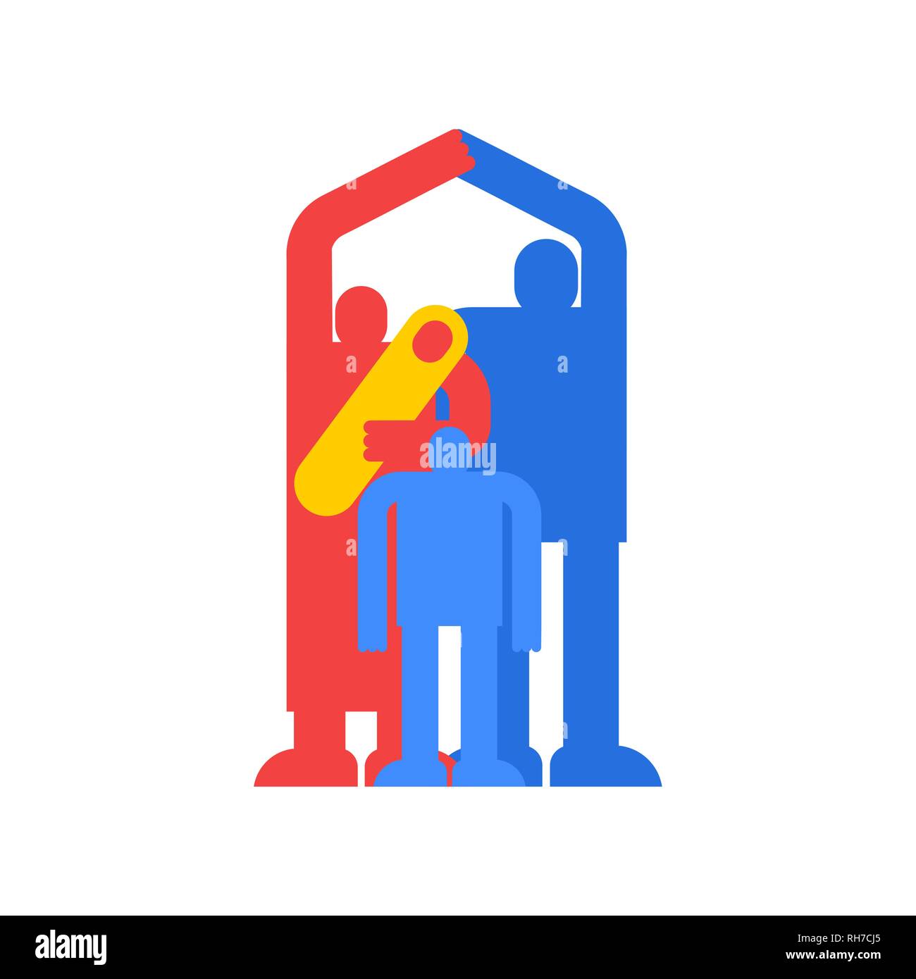 Family home icon symbol. household residence. Dad, mom and baby at ...