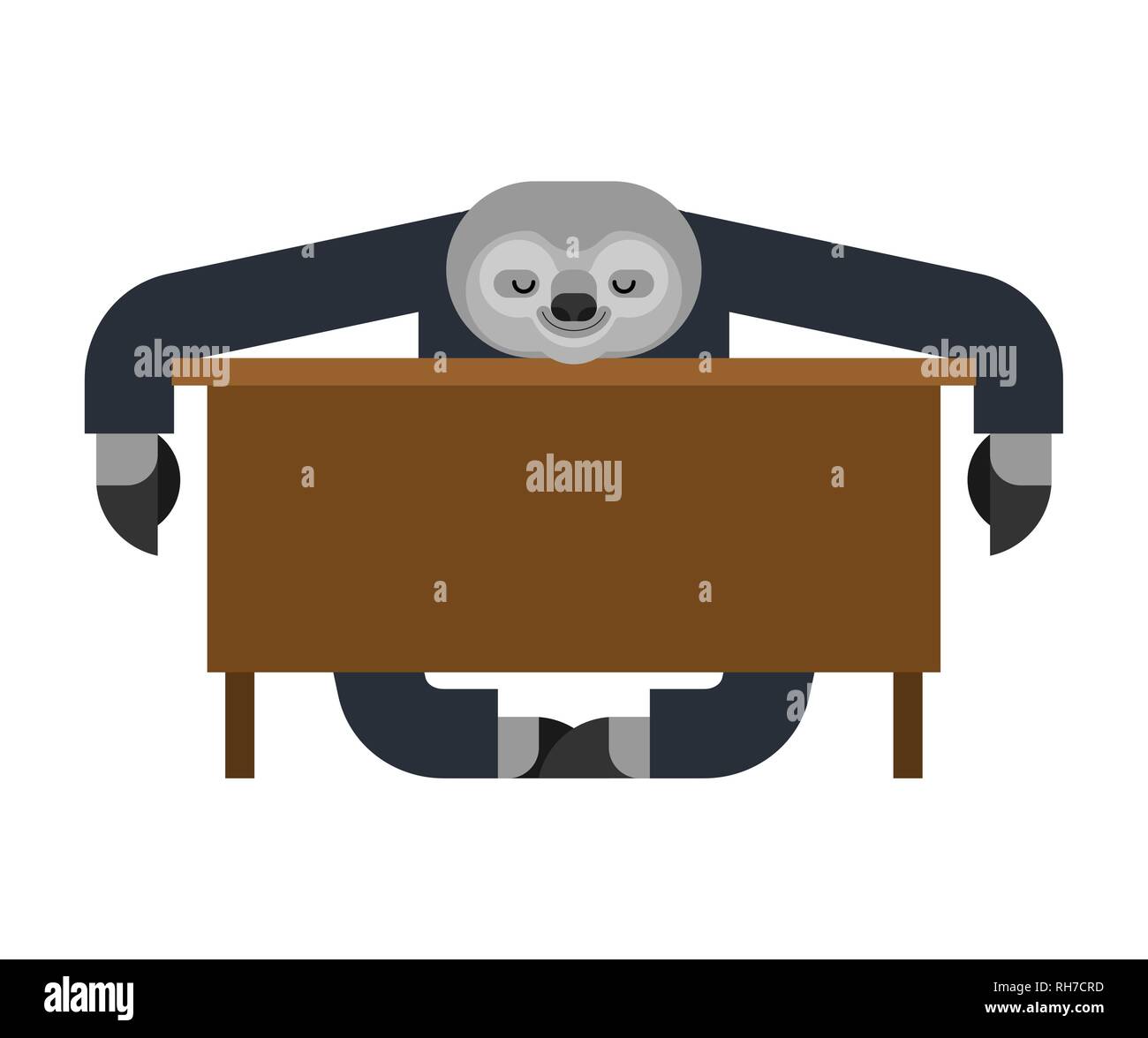 Sloth sleeping at work. lazybones at table. animal Cartoon businessman ...