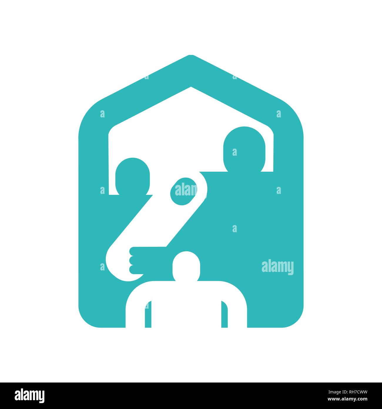 Family home icon symbol. household residence. Dad, mom and baby at ...