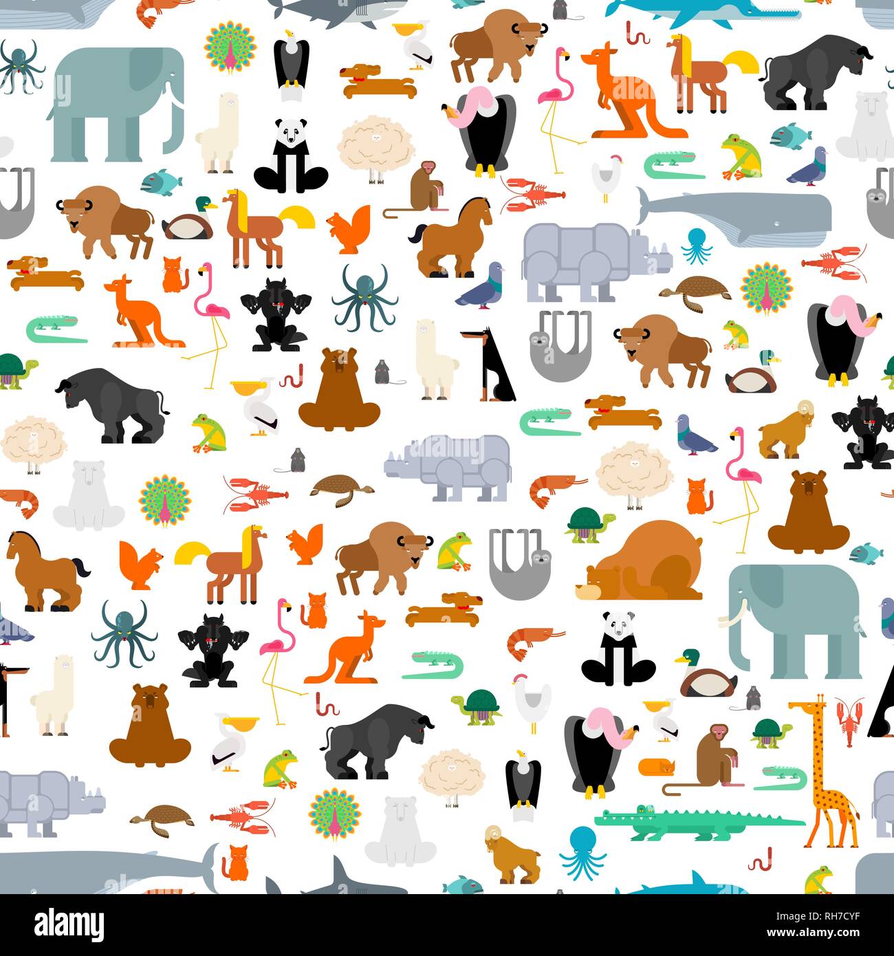 Animals pattern seamless. Zoo background. baby cloth texture Vector ...