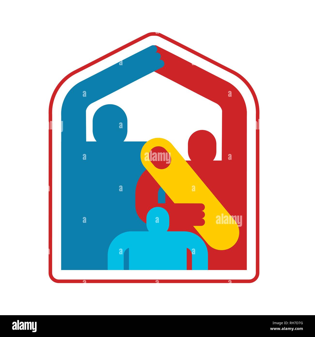Family home icon symbol. household residence. Dad, mom and baby at ...