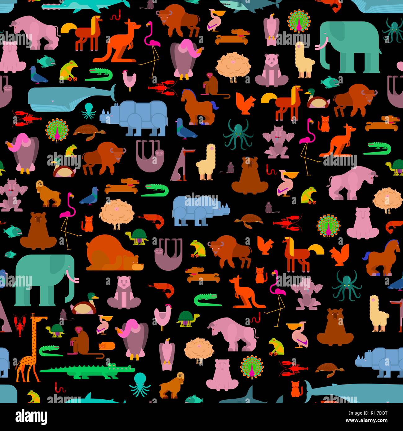 Beast pattern. Animals background seamless. cute cartoon animals ...