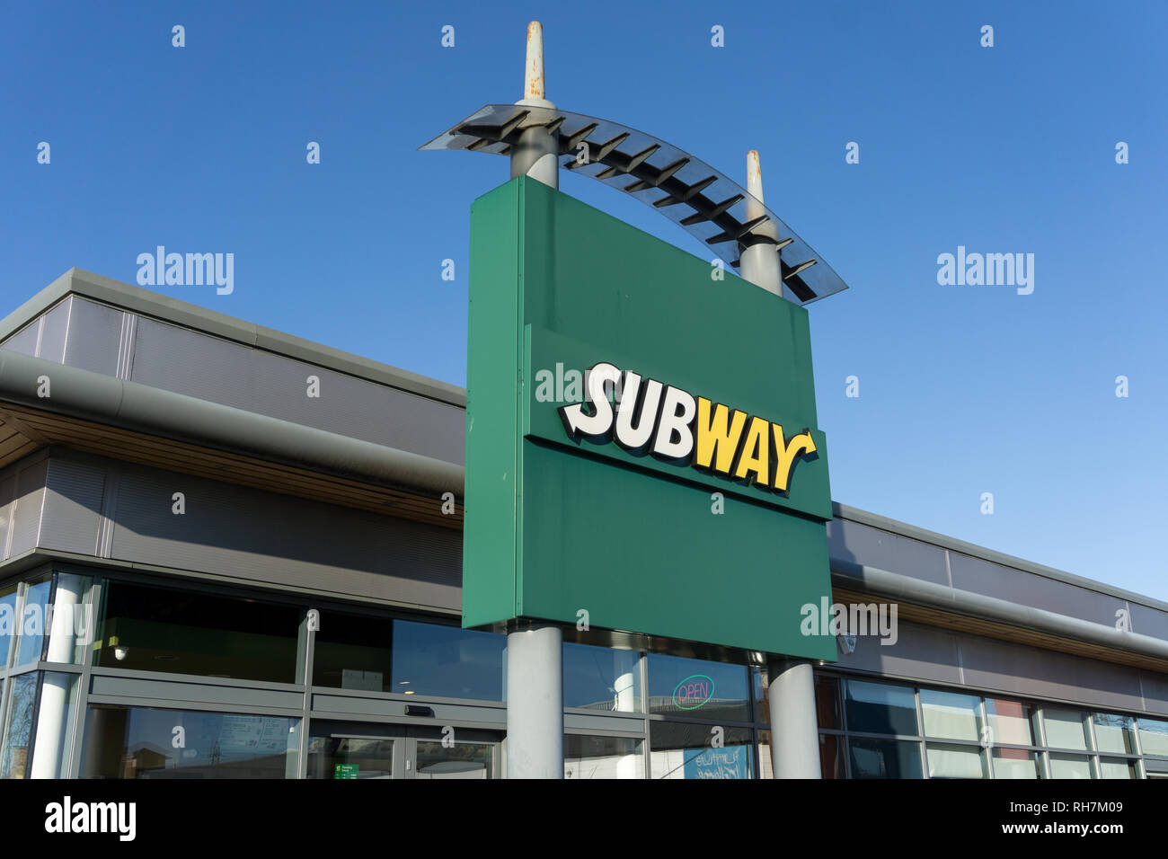 Sign for a Subway sandwich shop, Riverside Retail Park, Northampton, UK ...