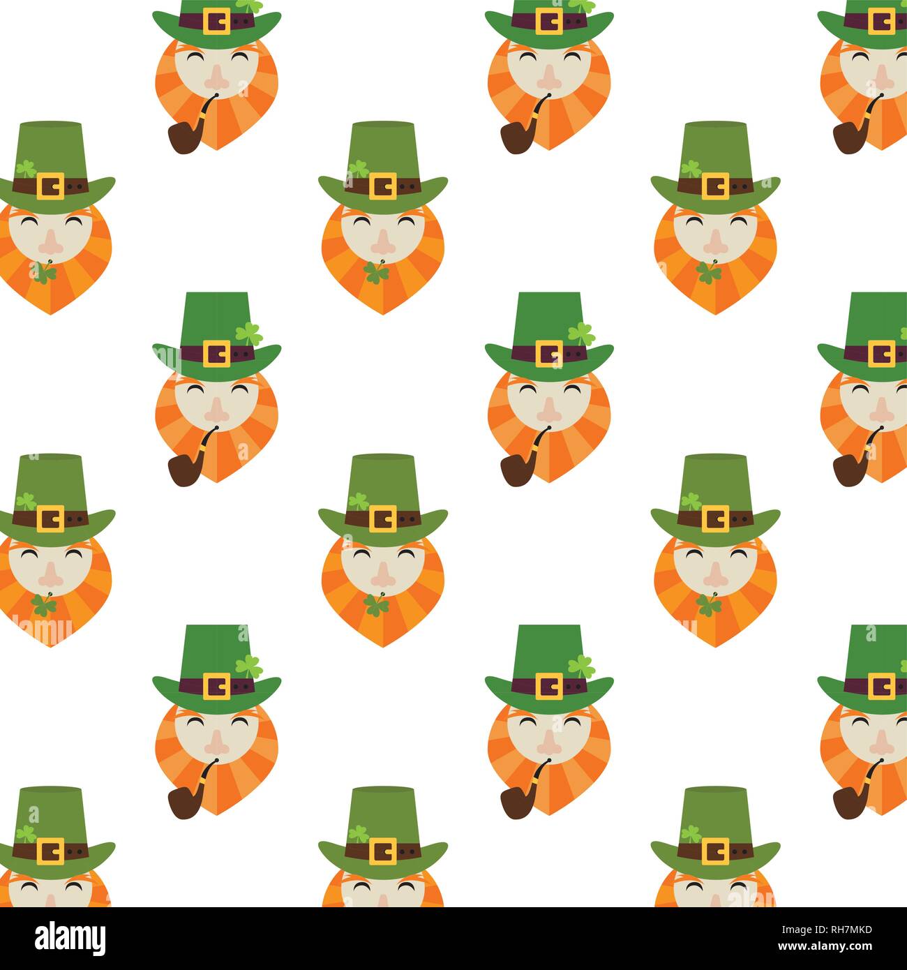 Holiday seamless pattern with leprechaun, hat and clover. Happy St ...