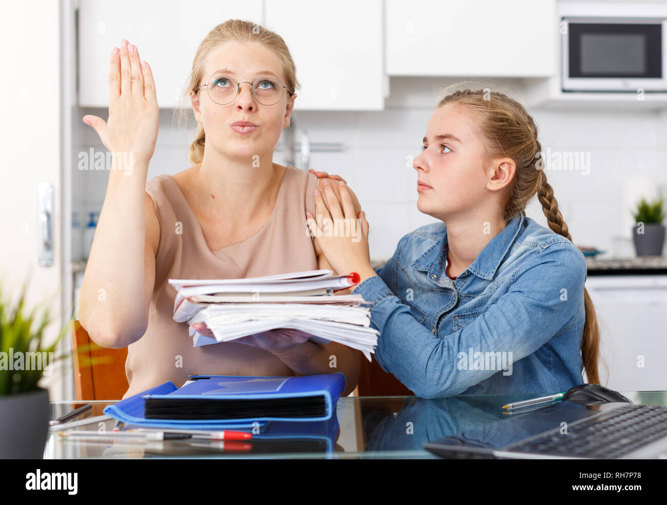 Woman emotionally complaining about poor academic performance of her ...