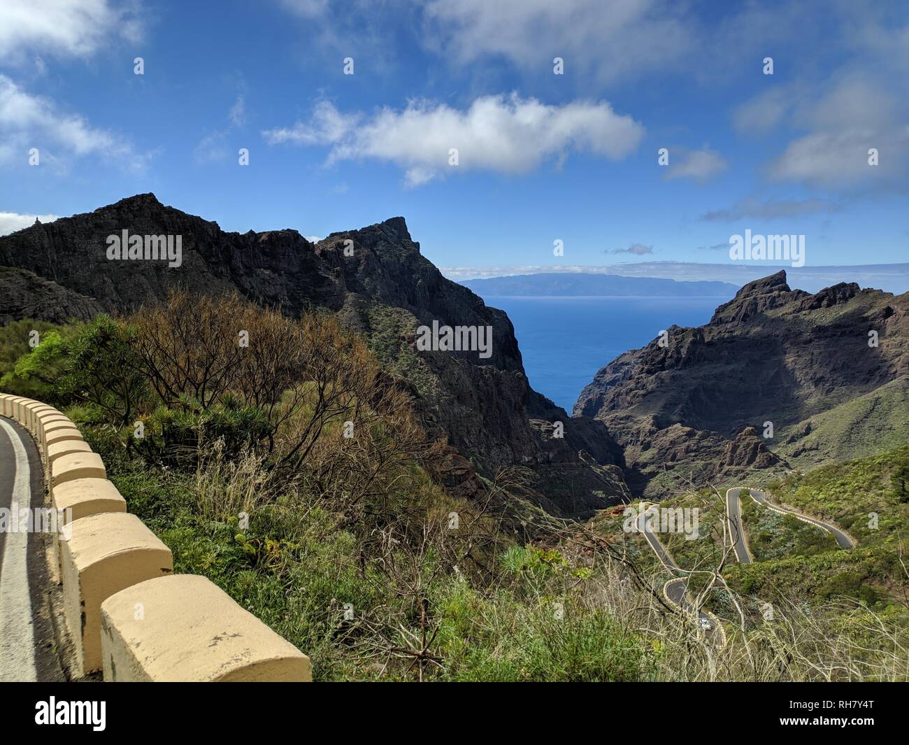 Iconic curved mountain road in Teno mountains, Tenerife Stock Photo - Alamy