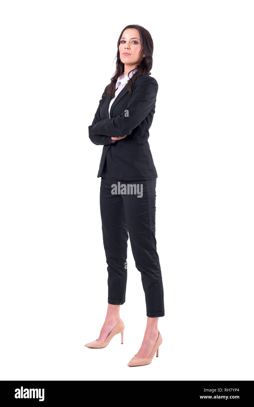 Side view of confident successful female business manager with crossed ...
