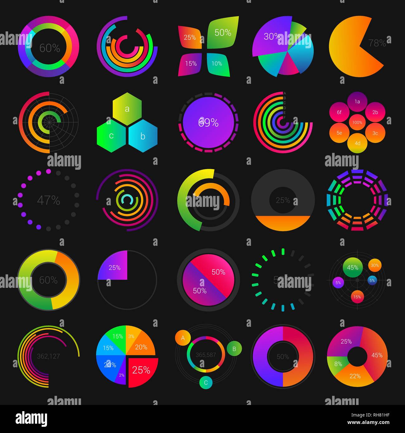 Pie charts flat Stock Vector Images - Alamy