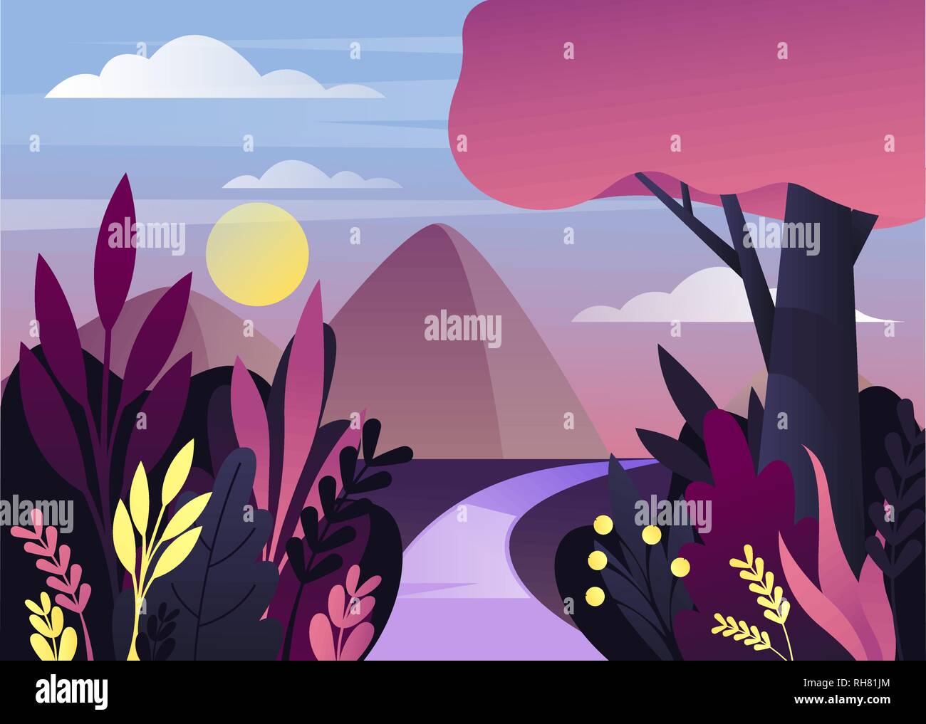 Landscape panorama road Stock Vector Images - Alamy