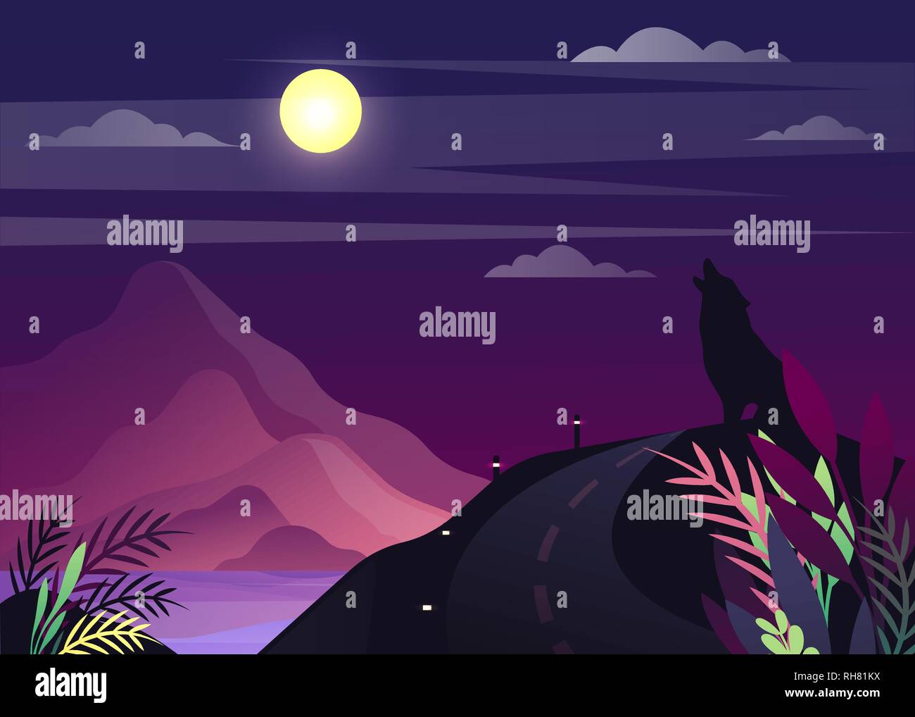 Moon sky panorama Stock Vector Images - Alamy