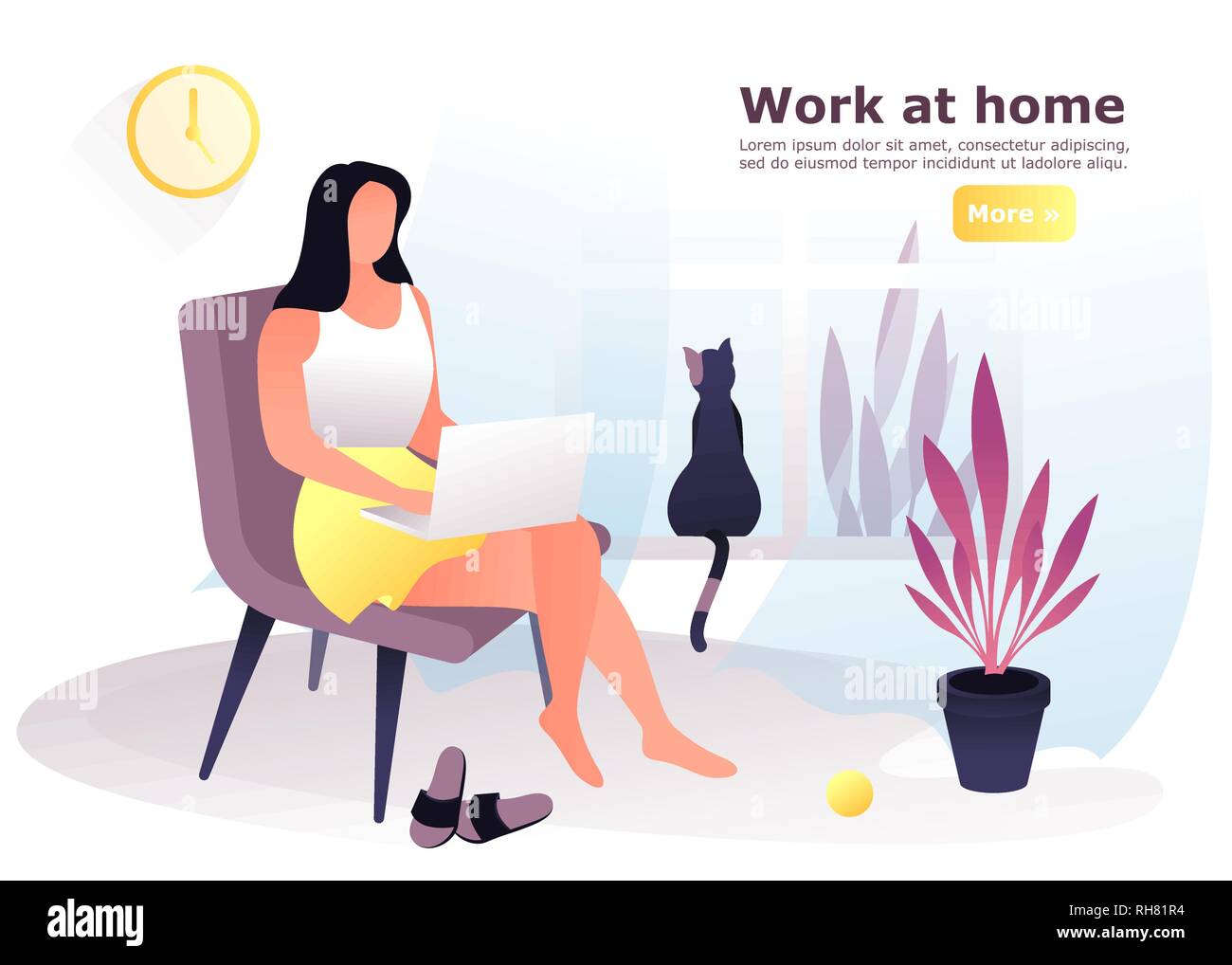 Woman with notebook doing remote job Stock Vector Image & Art - Alamy