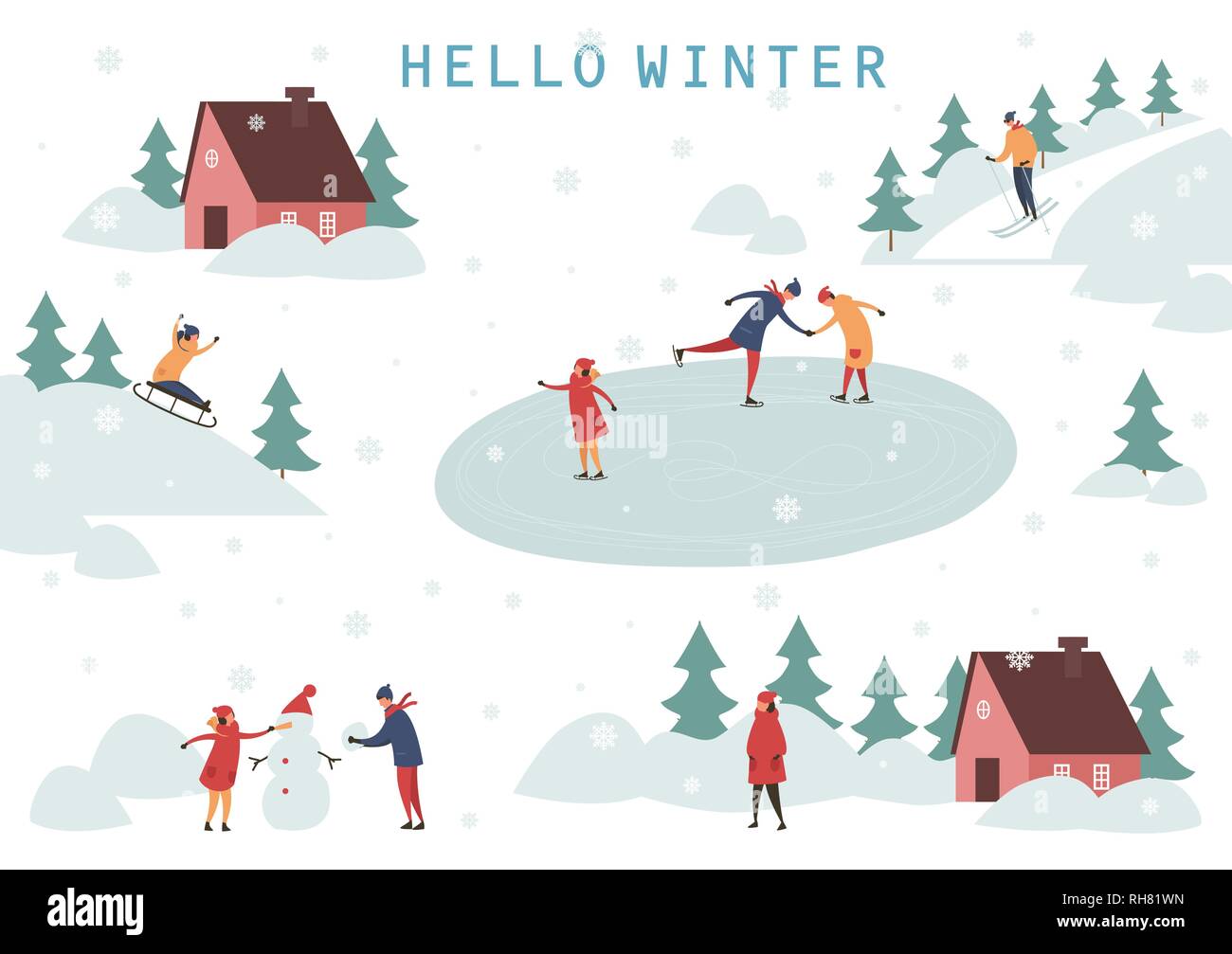 Cartoon of woman skiing hi-res stock photography and images - Alamy