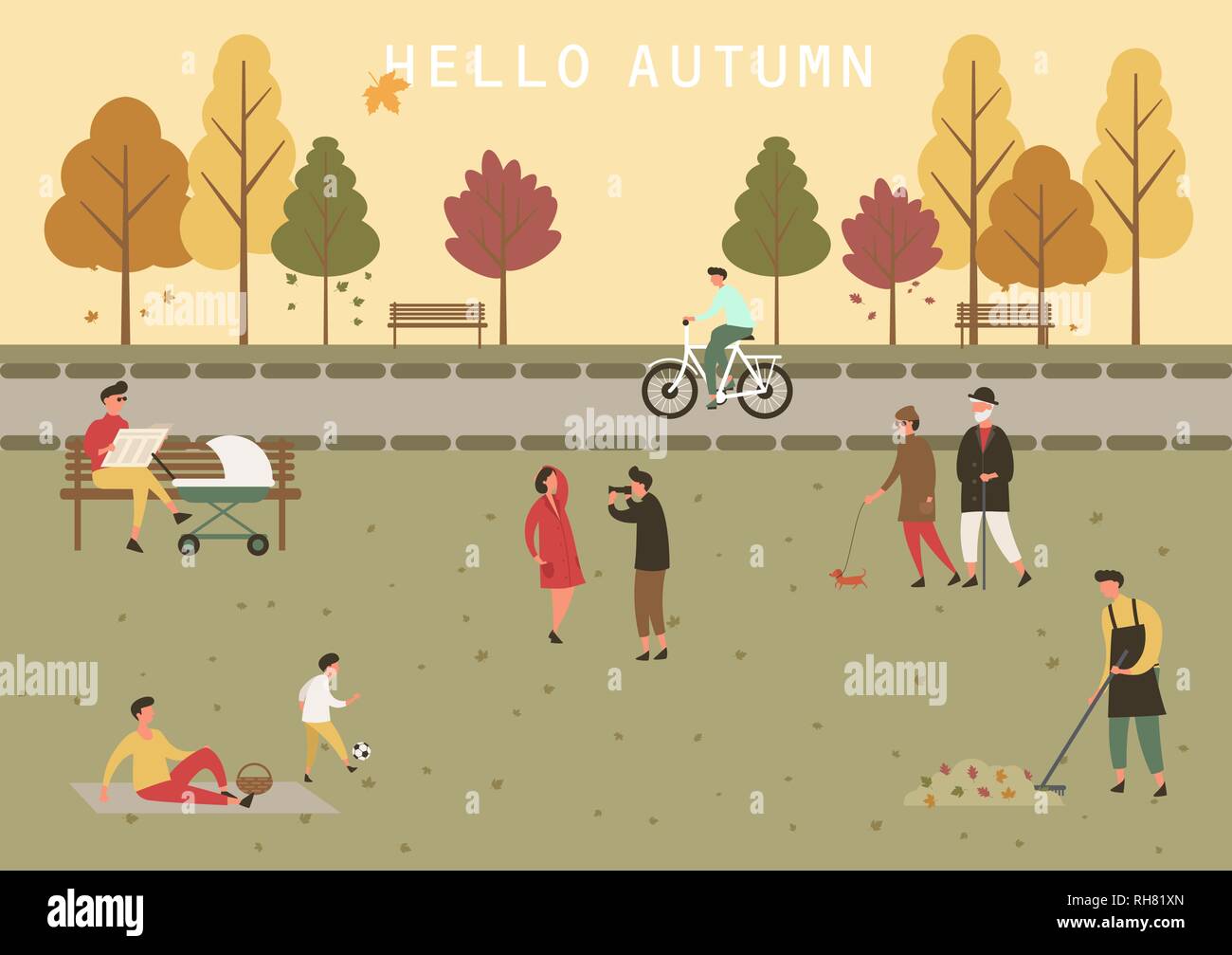 Woman dog autumn walk Stock Vector Images - Alamy