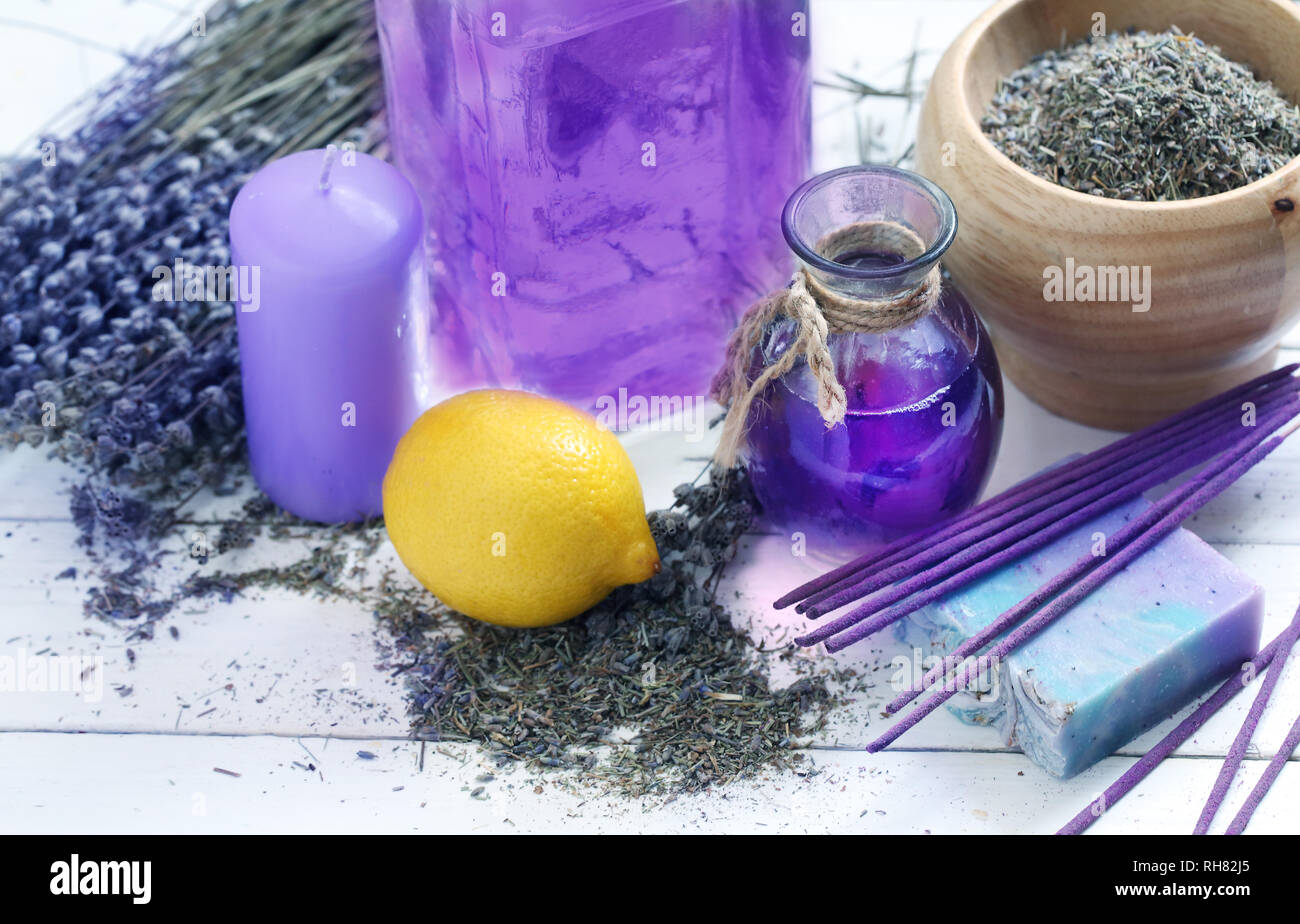 Still life with dry lavender flowers Stock Photo - Alamy