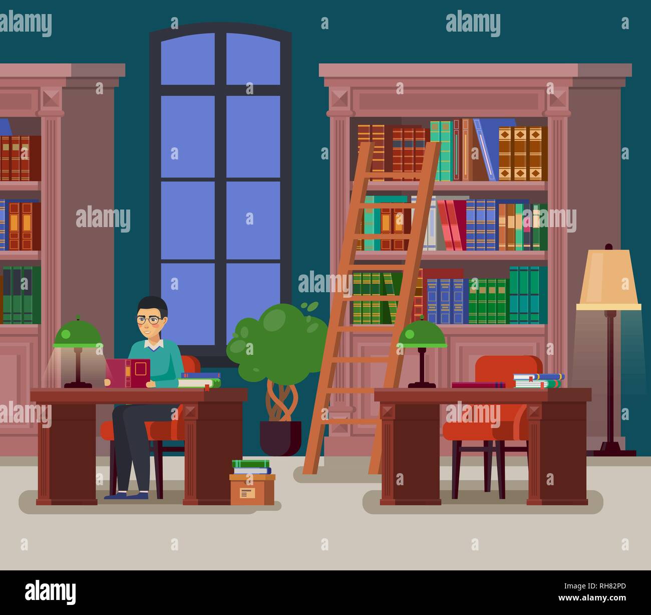 Library table study Stock Vector Images - Alamy