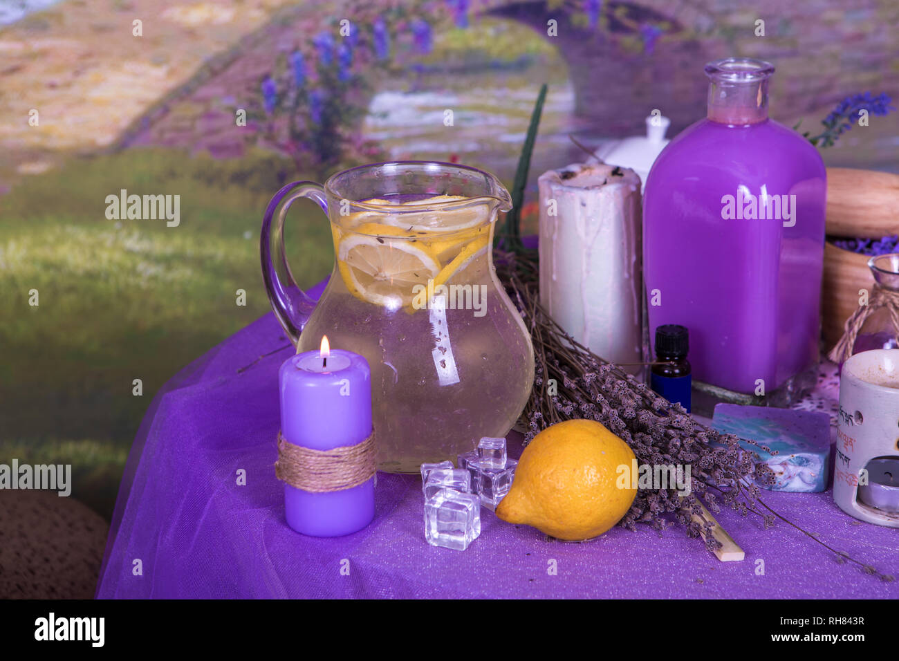 Still life with dry lavender flowers Stock Photo - Alamy
