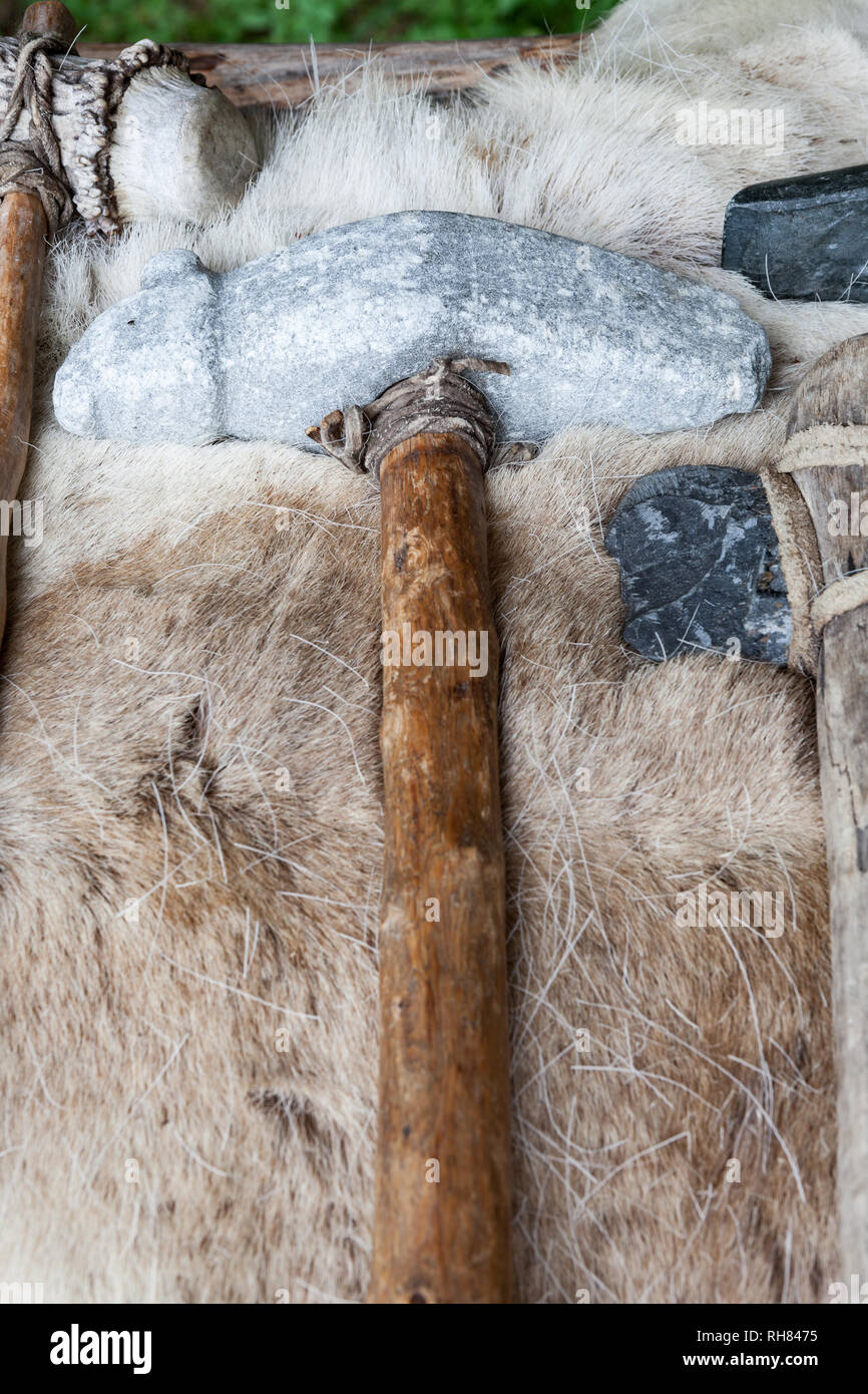 Different kind of stone age axes in a row Stock Photo - Alamy