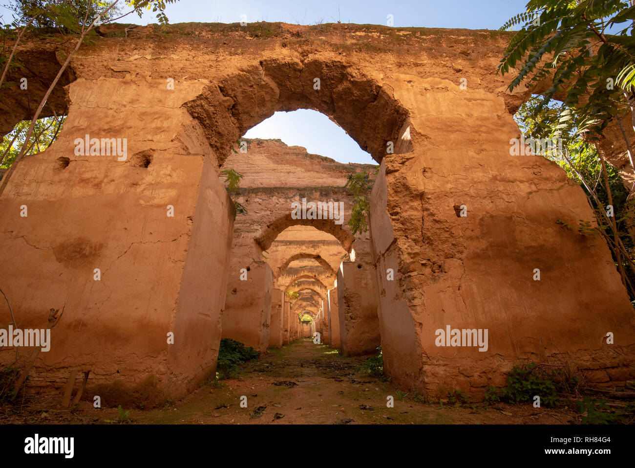 Panorama of The Ancient ruined arches of the massive Royal Stables and ...