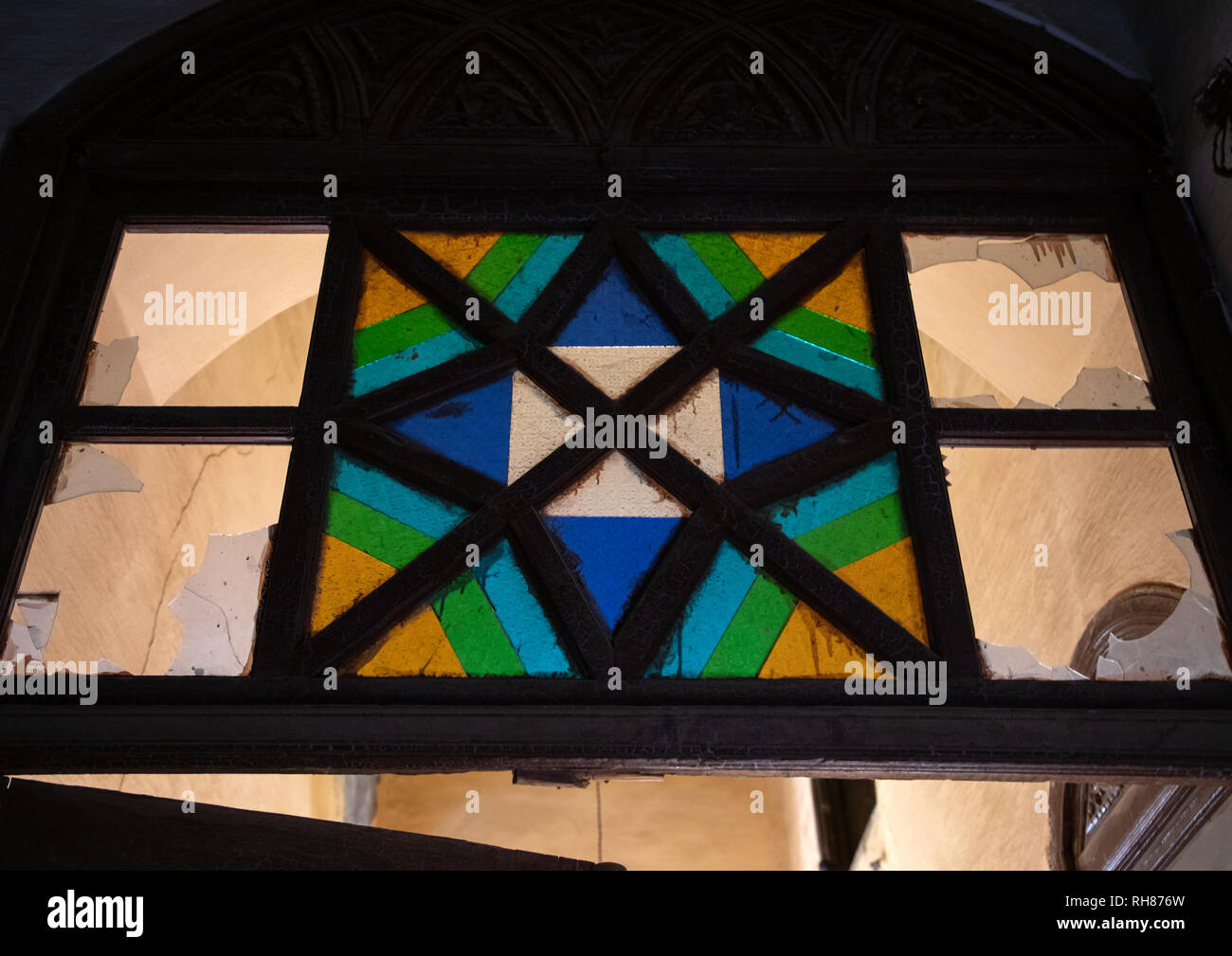 Al Kateb house stained window decoration, Mecca province, Taïf, Saudi ...