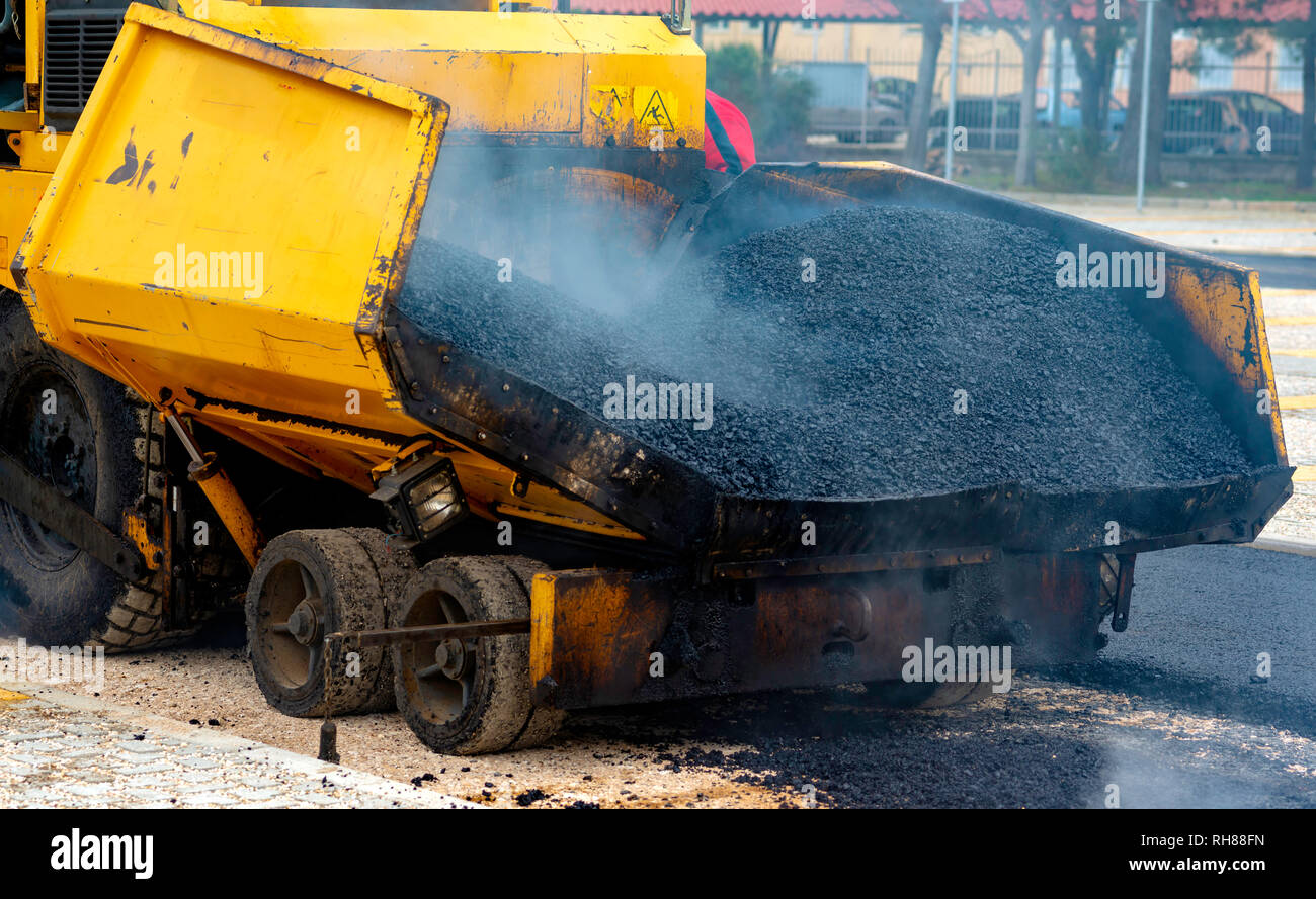 Hot asphalt spreading machine hi-res stock photography and images - Alamy