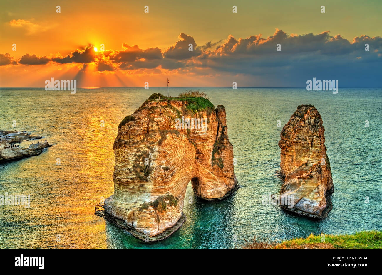 Raouche or Pigeons Rocks in Beirut, Lebanon Stock Photo - Alamy