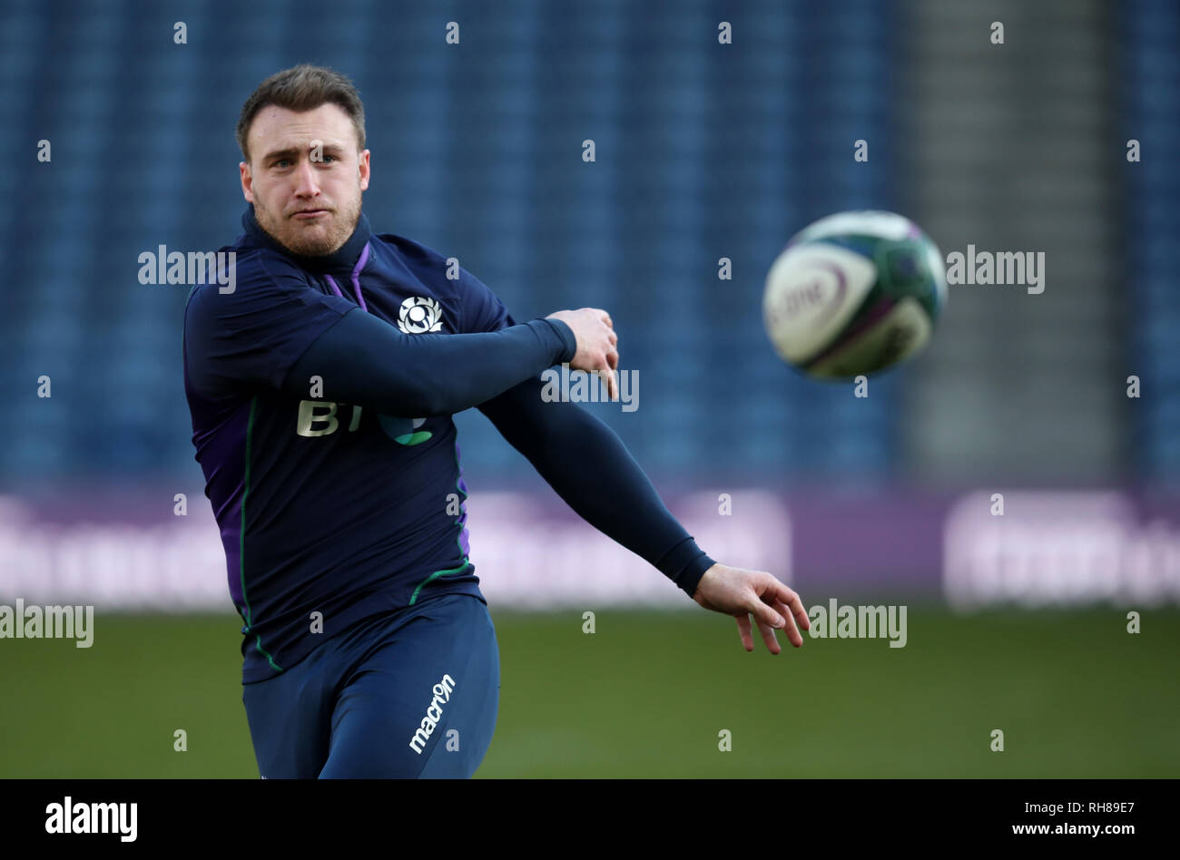 Scotland's Stuart Hogg during the captain's run at BT Murrayfield ...