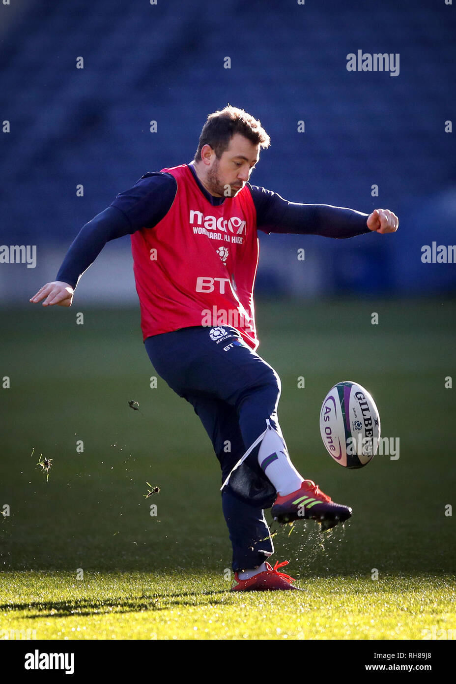 Scotland's Greig Laidlaw during the captain's run at BT Murrayfield ...