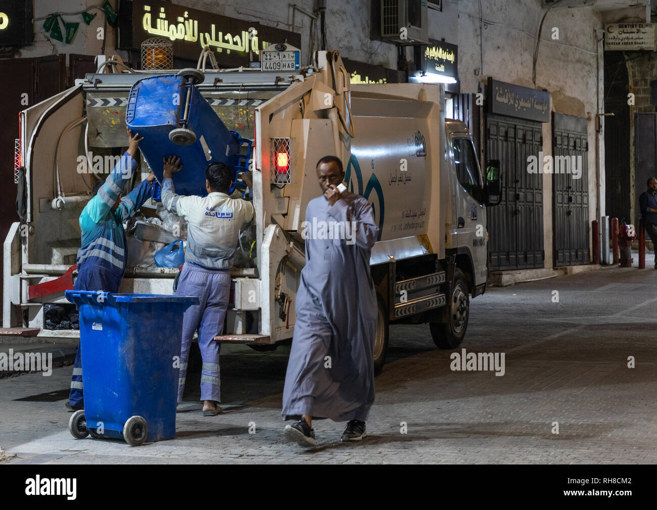 Garbage truck in al-balad, Mecca province, Jeddah, Saudi Arabia Stock ...