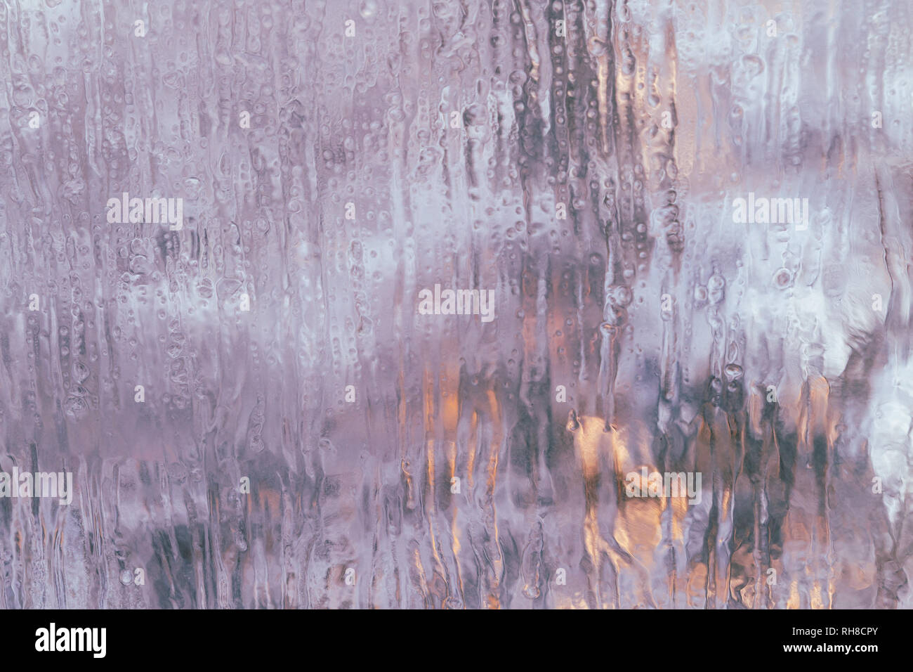 Frozen window in winter with drops and drips Stock Photo - Alamy