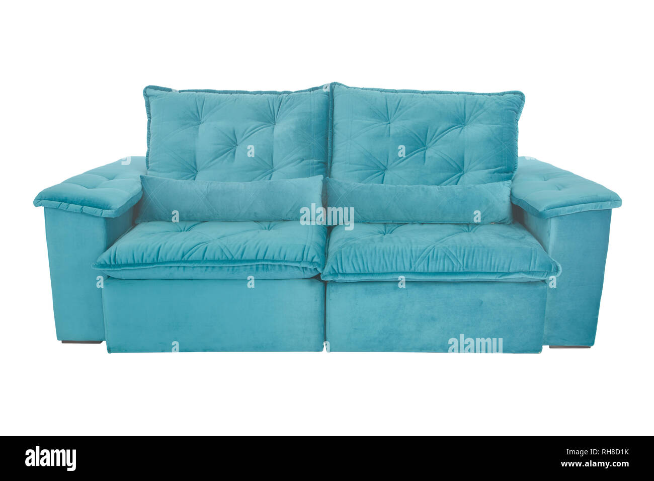 modern blue suede couch sofa isolated on white background Stock Photo ...