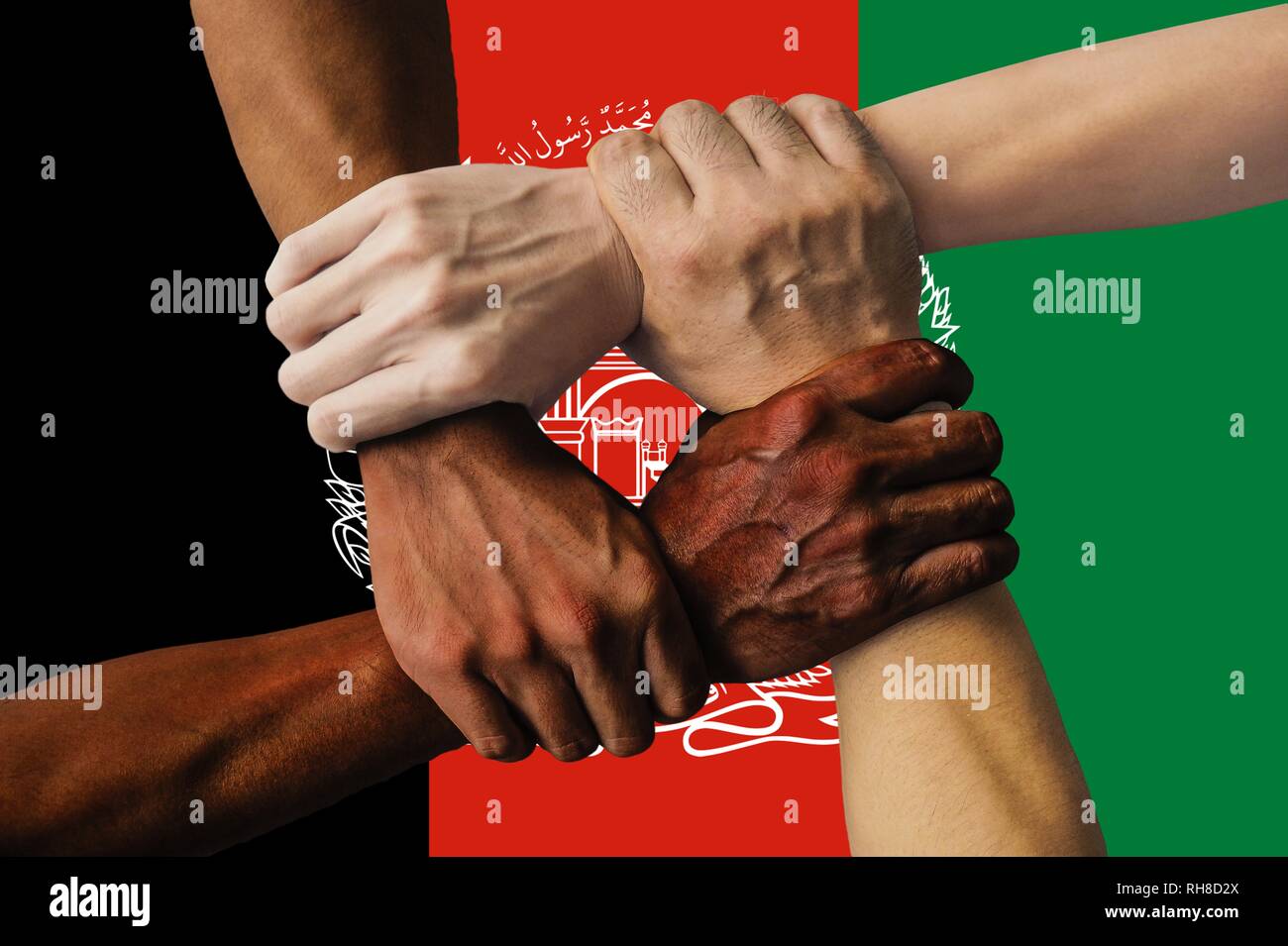 afghanistan flag multicultural group of young people integration ...