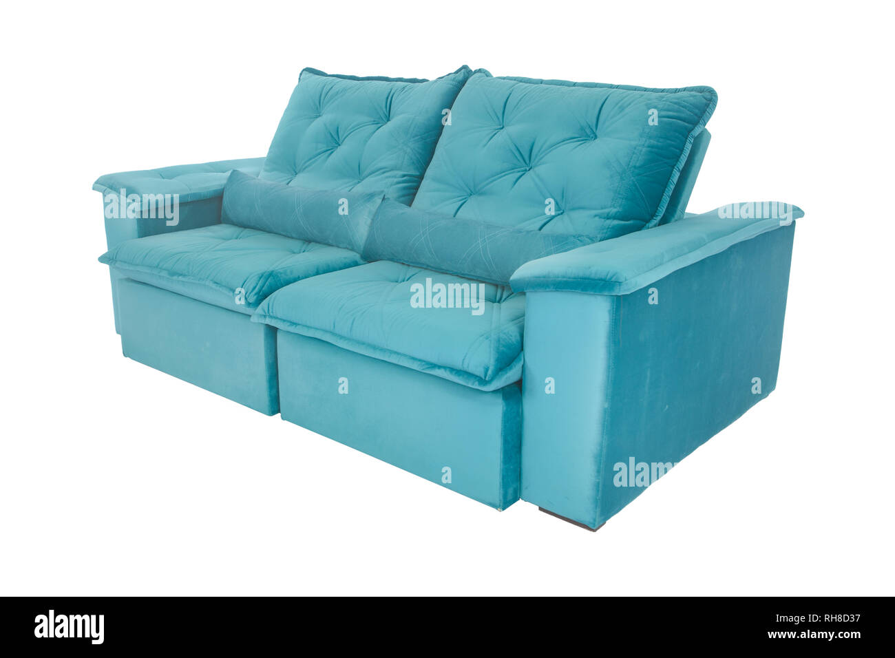 modern blue suede couch sofa isolated on white background Stock Photo ...