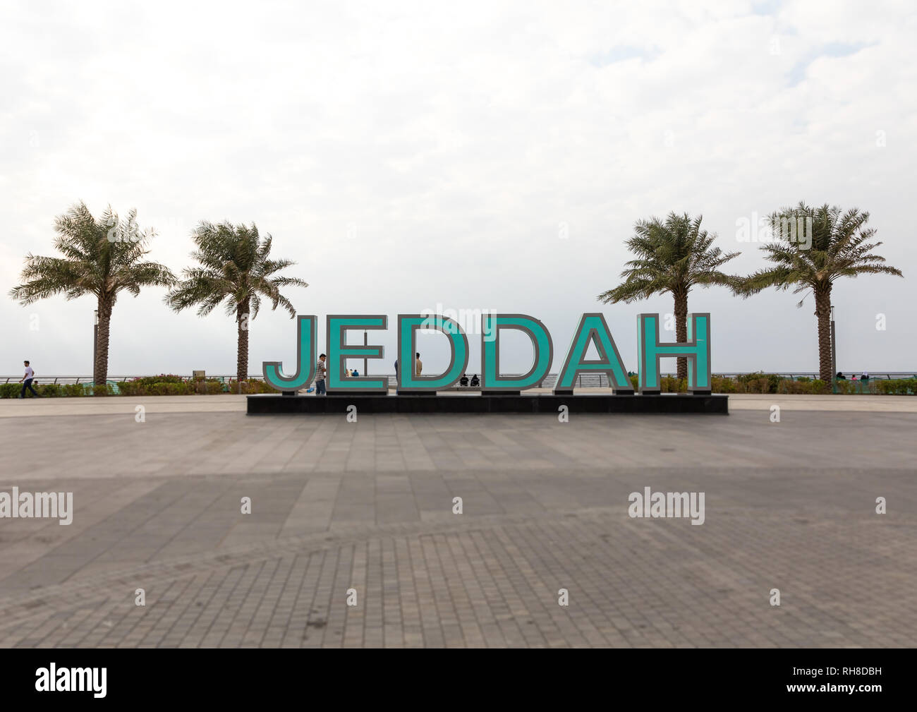Jeddah giant letters on the seafront, Mecca province, Jeddah, Saudi ...
