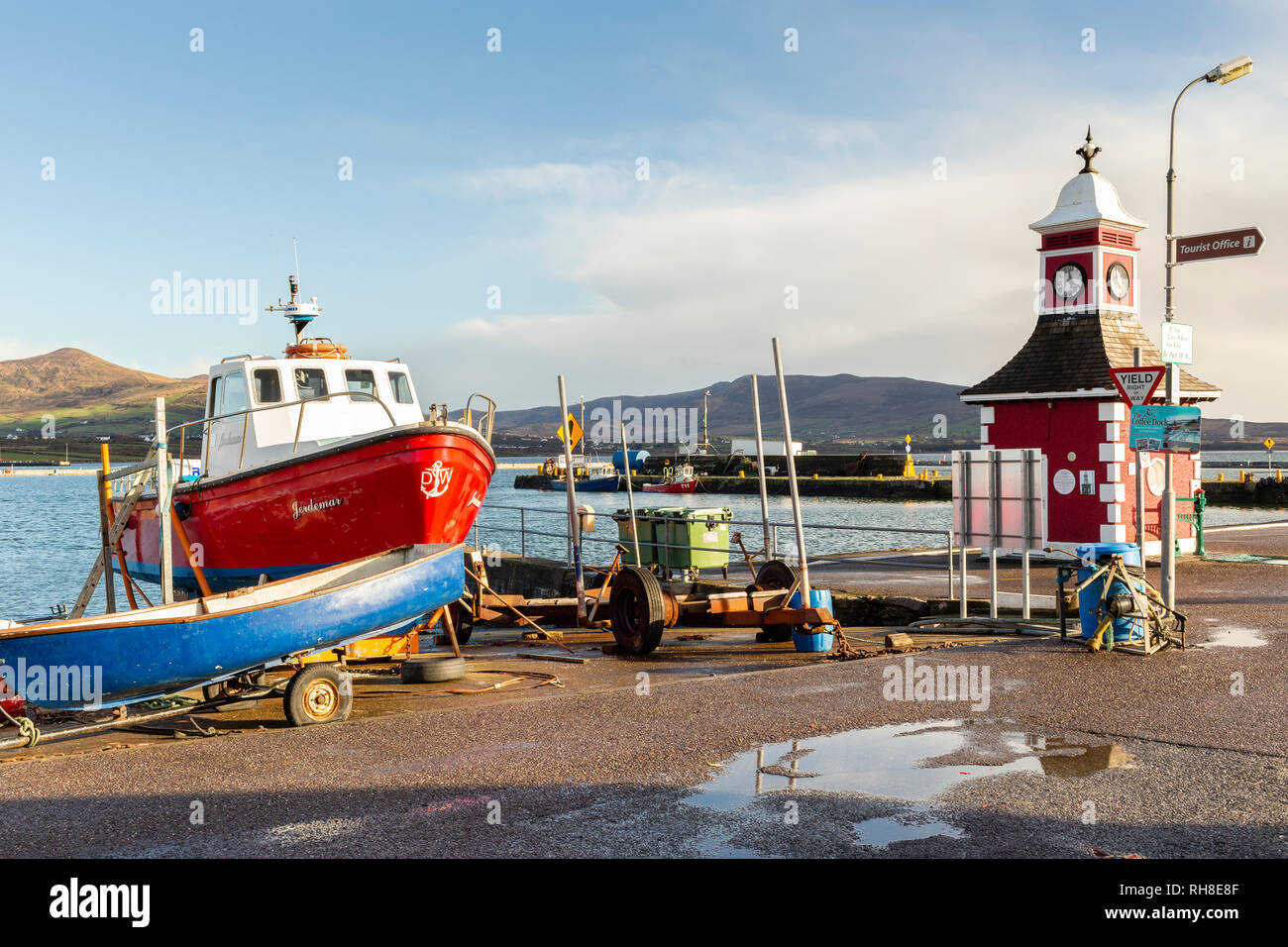 Knightstown village and harbour, Valentia Island, County Kerry, Ireland ...