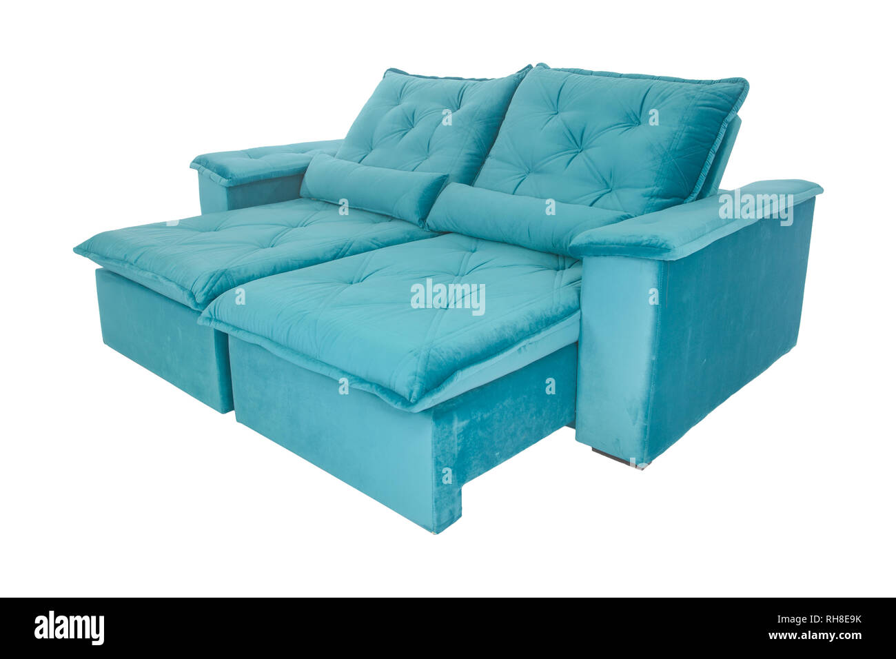 modern blue suede couch sofa isolated on white background Stock Photo ...