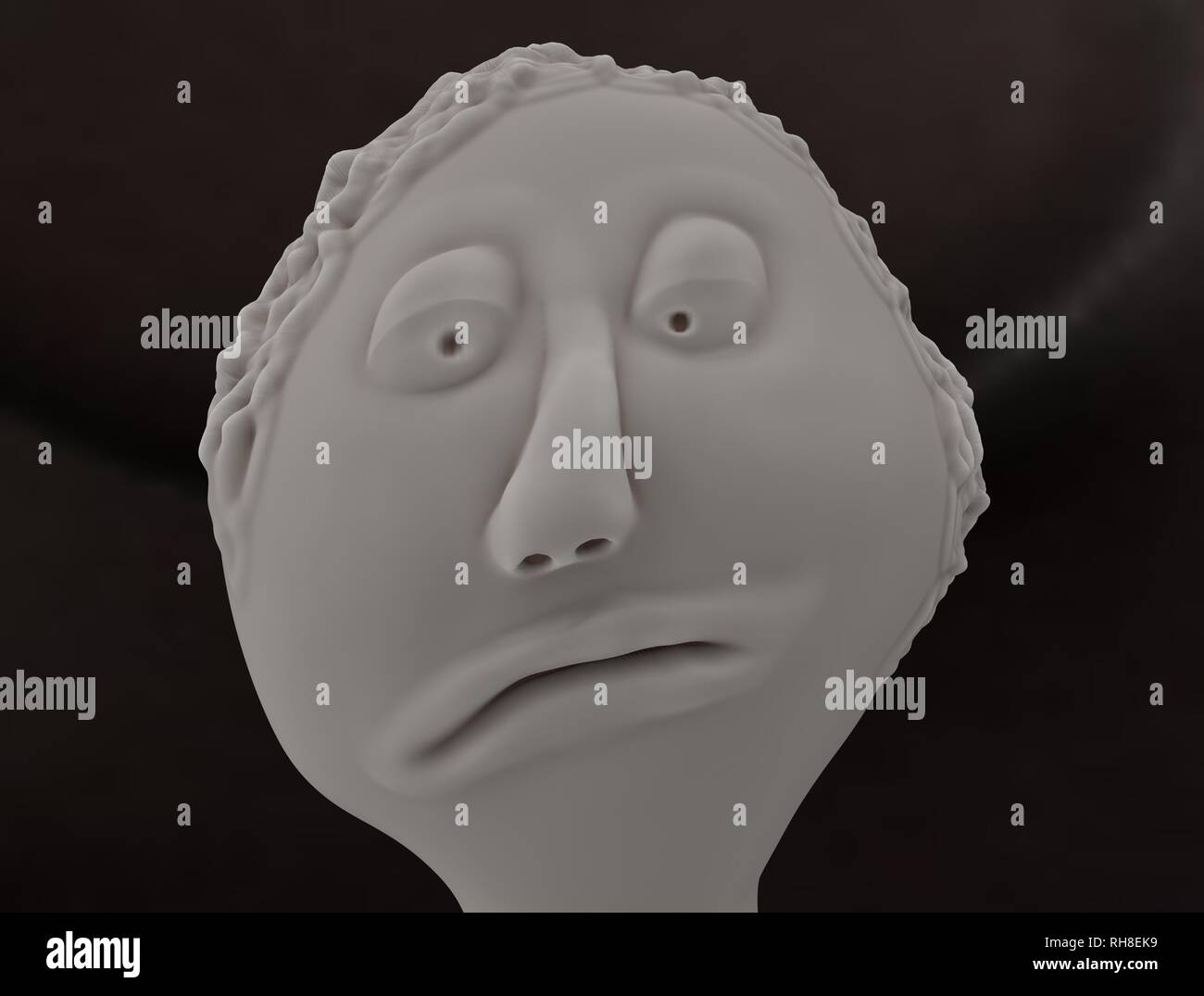 cartoon man gray sad disappointment face 3d render Stock Photo - Alamy