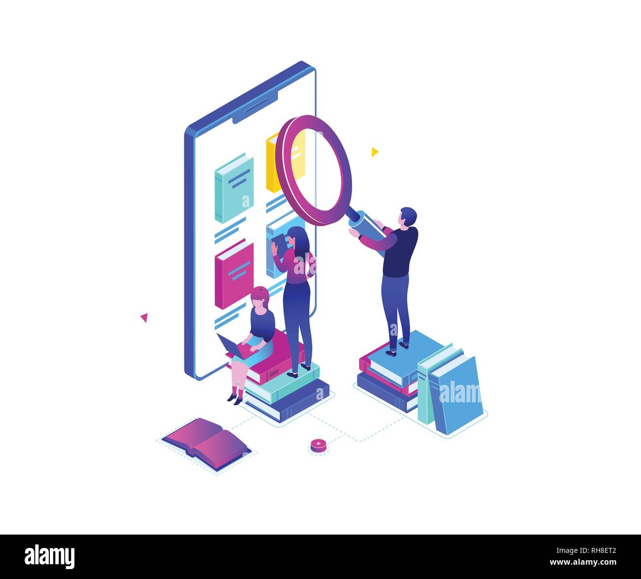 Online reading - modern colorful isometric vector illustration Stock ...