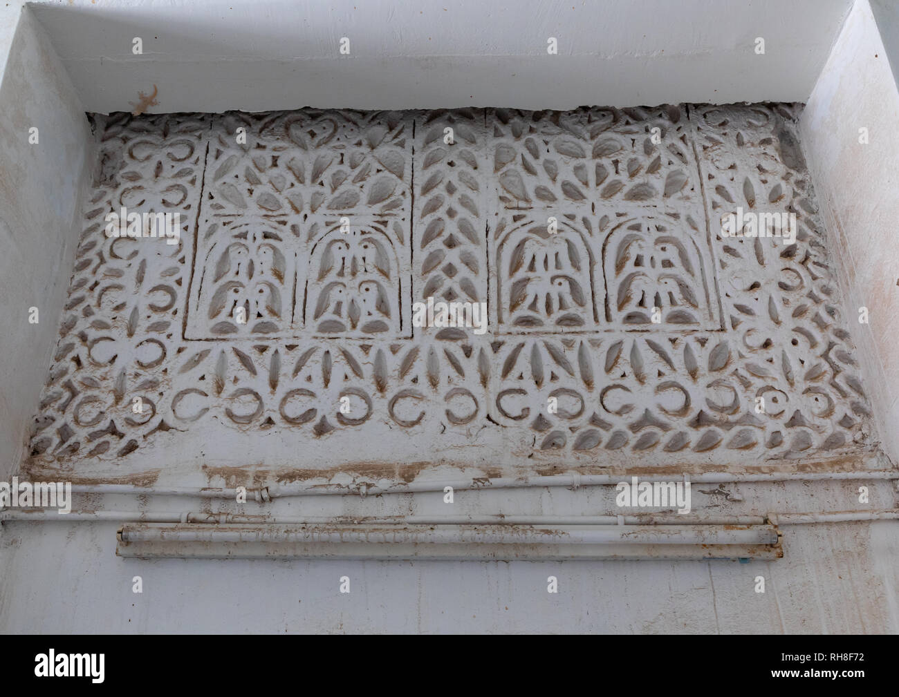 Doorway gypsum decoration of a farasani house, Red Sea, Farasan, Saudi ...