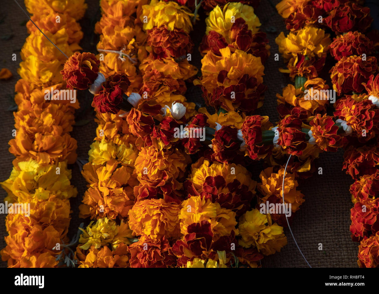Floral garlands and crowns for sale on a market, Jizan Province ...