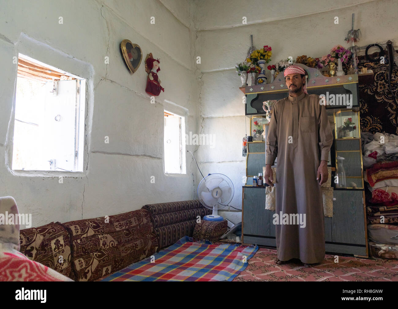 Saudi farmer in his traditional house, Najran Province, Najran, Saudi ...