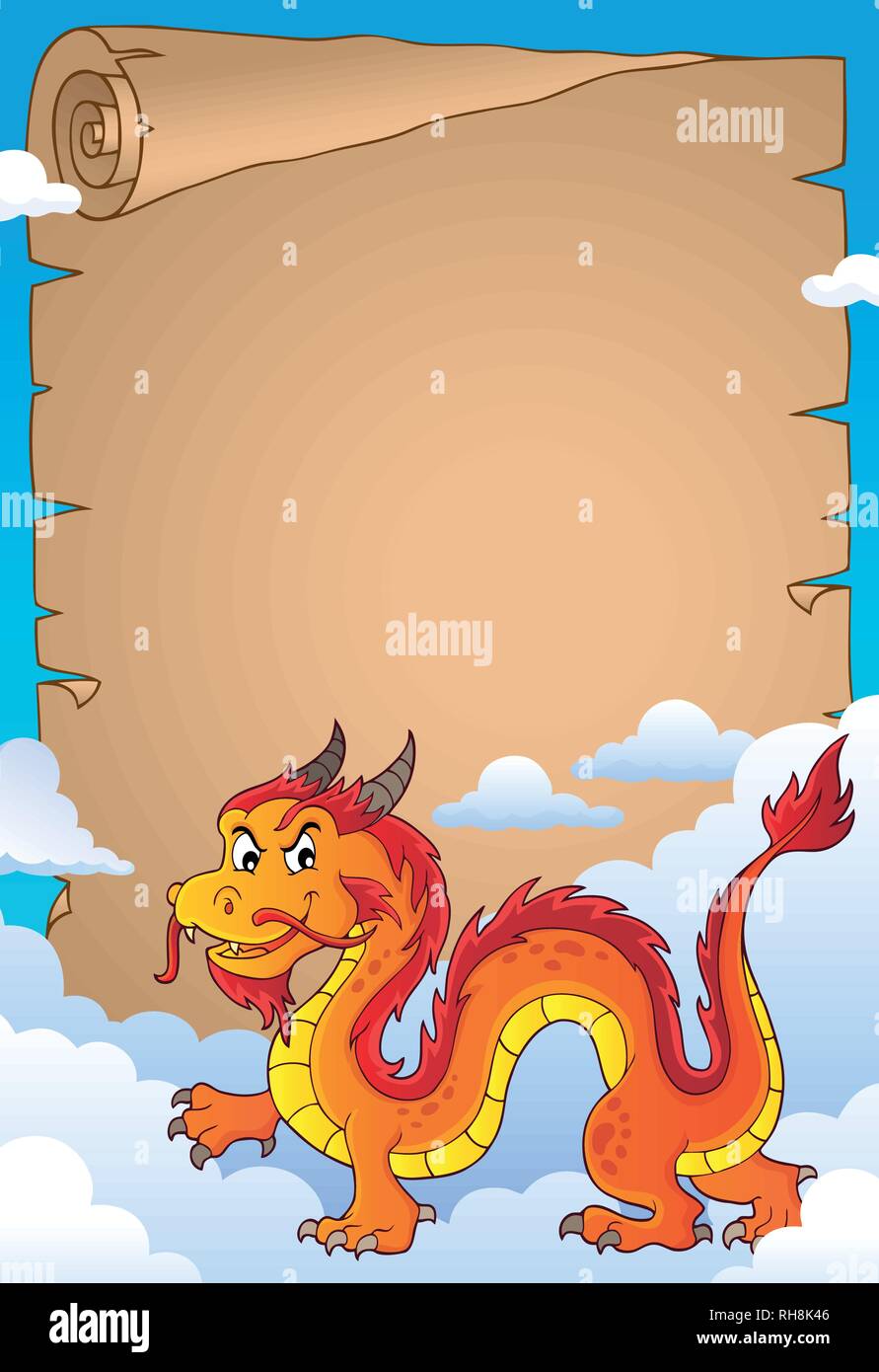 Chinese dragon theme parchment 3 - eps10 vector illustration Stock ...