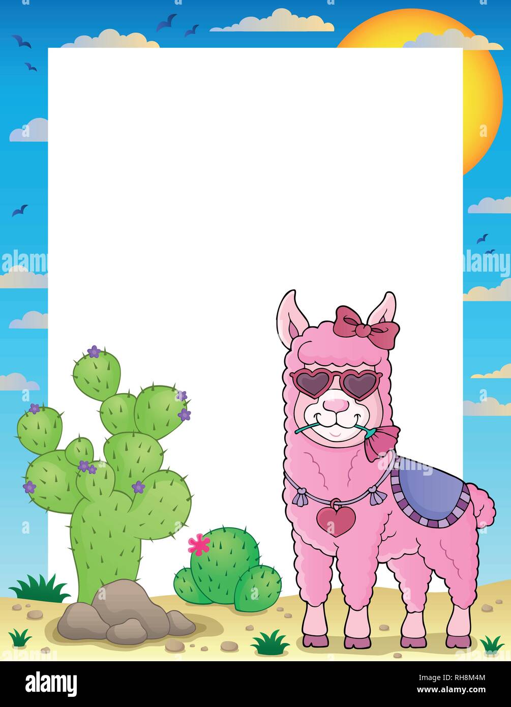 Llama with love glasses theme frame 1 - eps10 vector illustration Stock ...